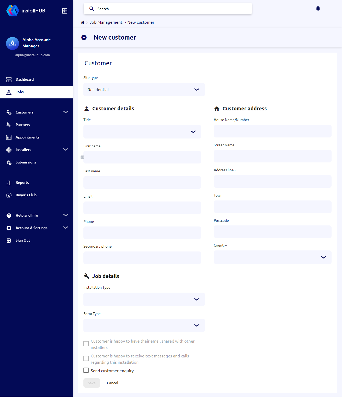 Adding customers - installHUB